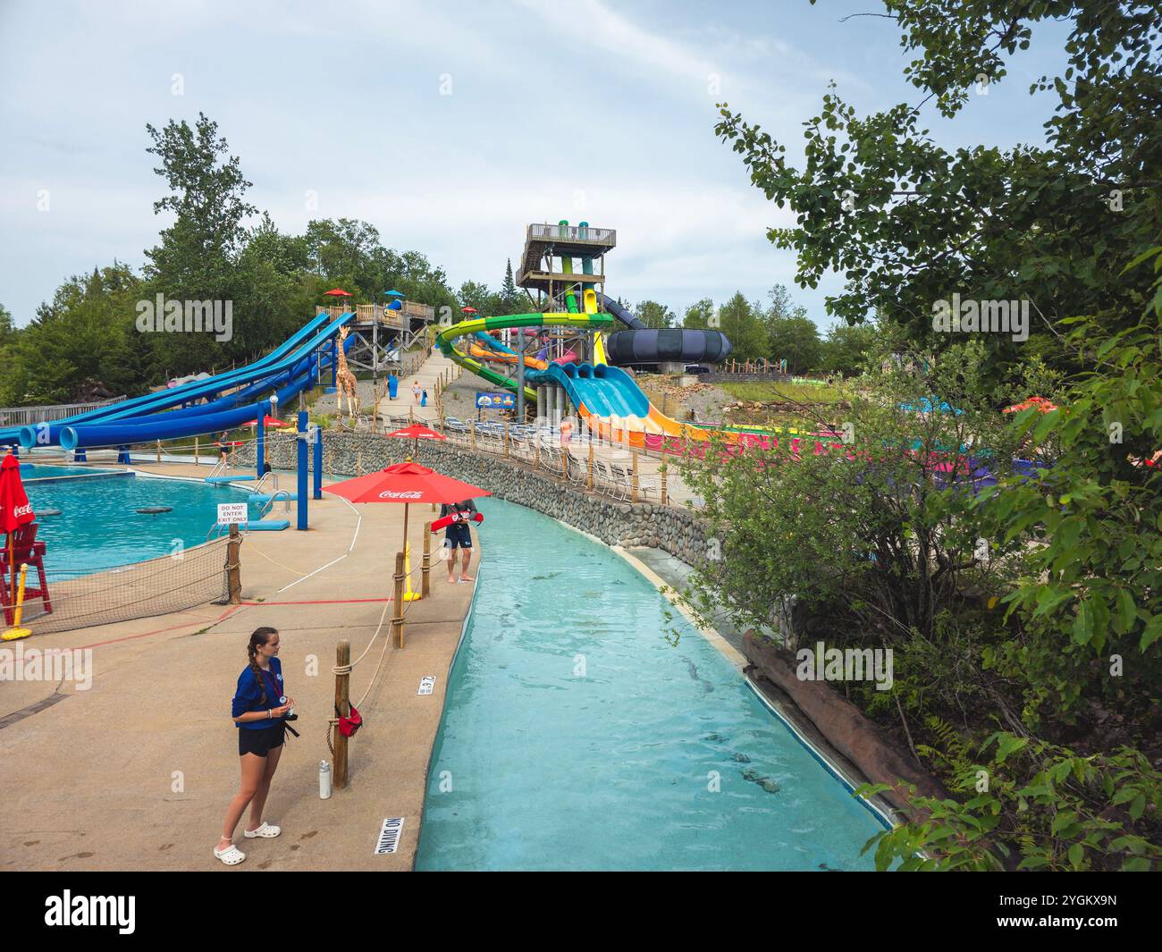 Old Forge, New York - Jun 25, 2024: Wide View of the Log Jammer River ...