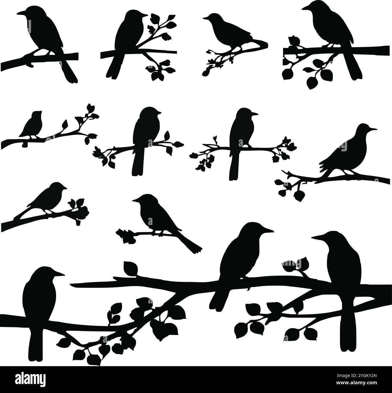 Branch with birds Cut Out Stock Images & Pictures - Alamy