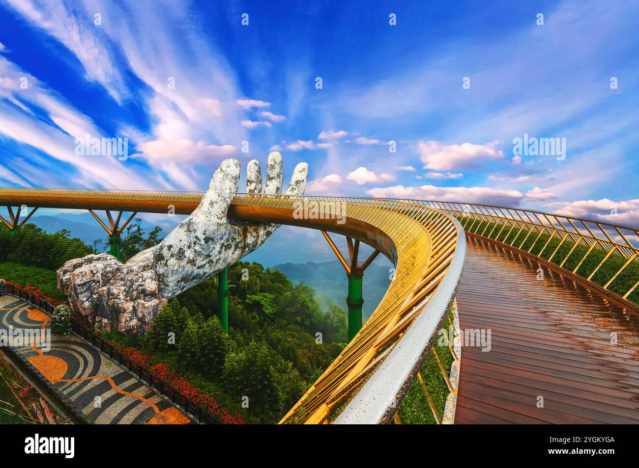 Golden Bridge of the Hand of Gods at the Sun World Ba Na Hills ...