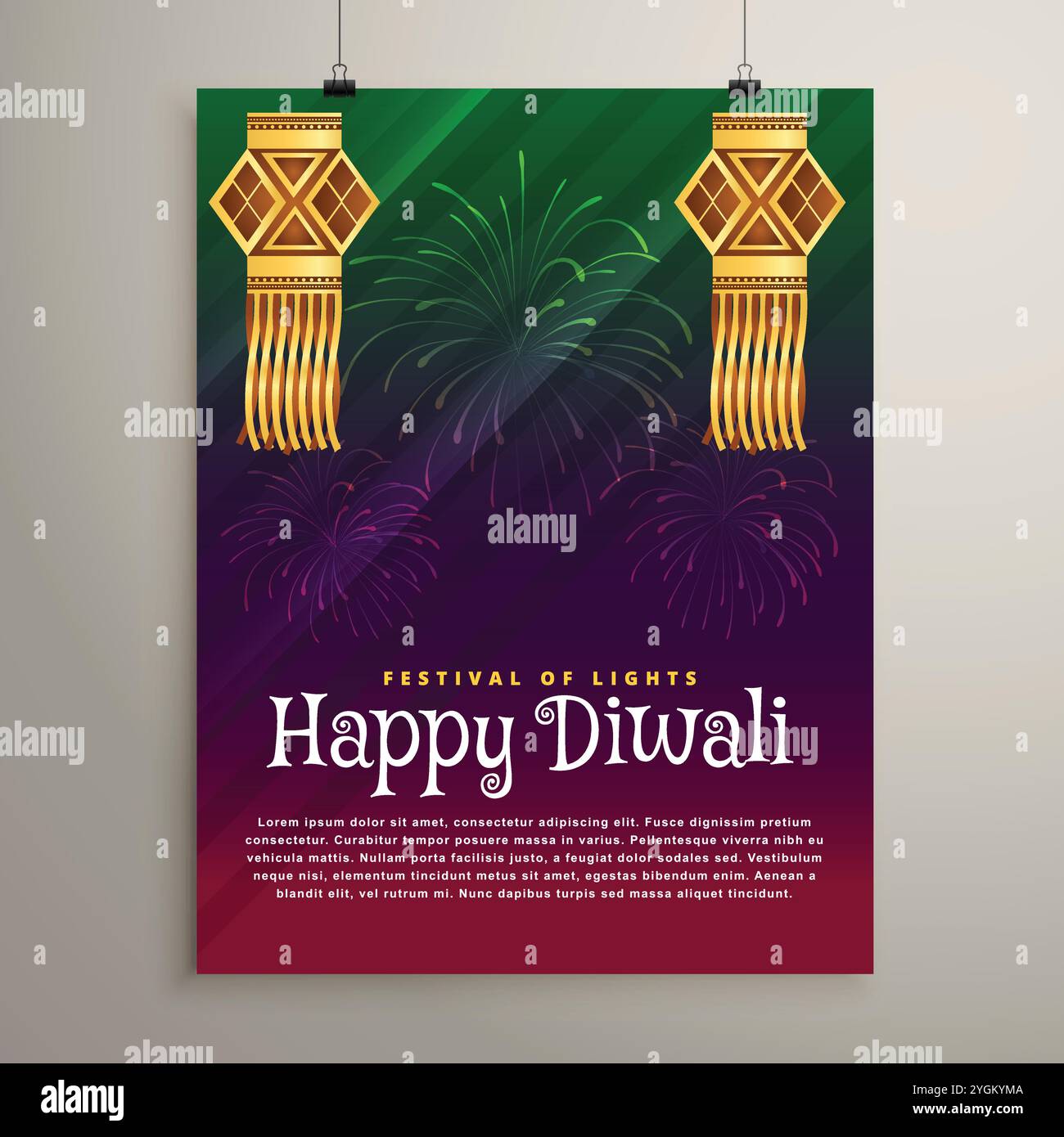 amazing diwali festival flyer design template with fireworks Stock ...