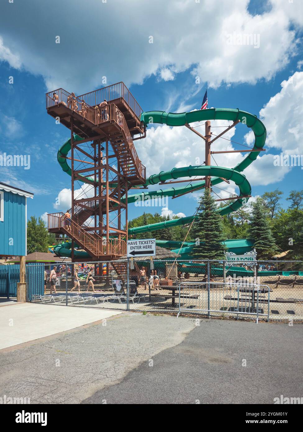 Old Forge, New York - Jul 4, 2024: Ultra-Wide View of the "Shadow Ride ...