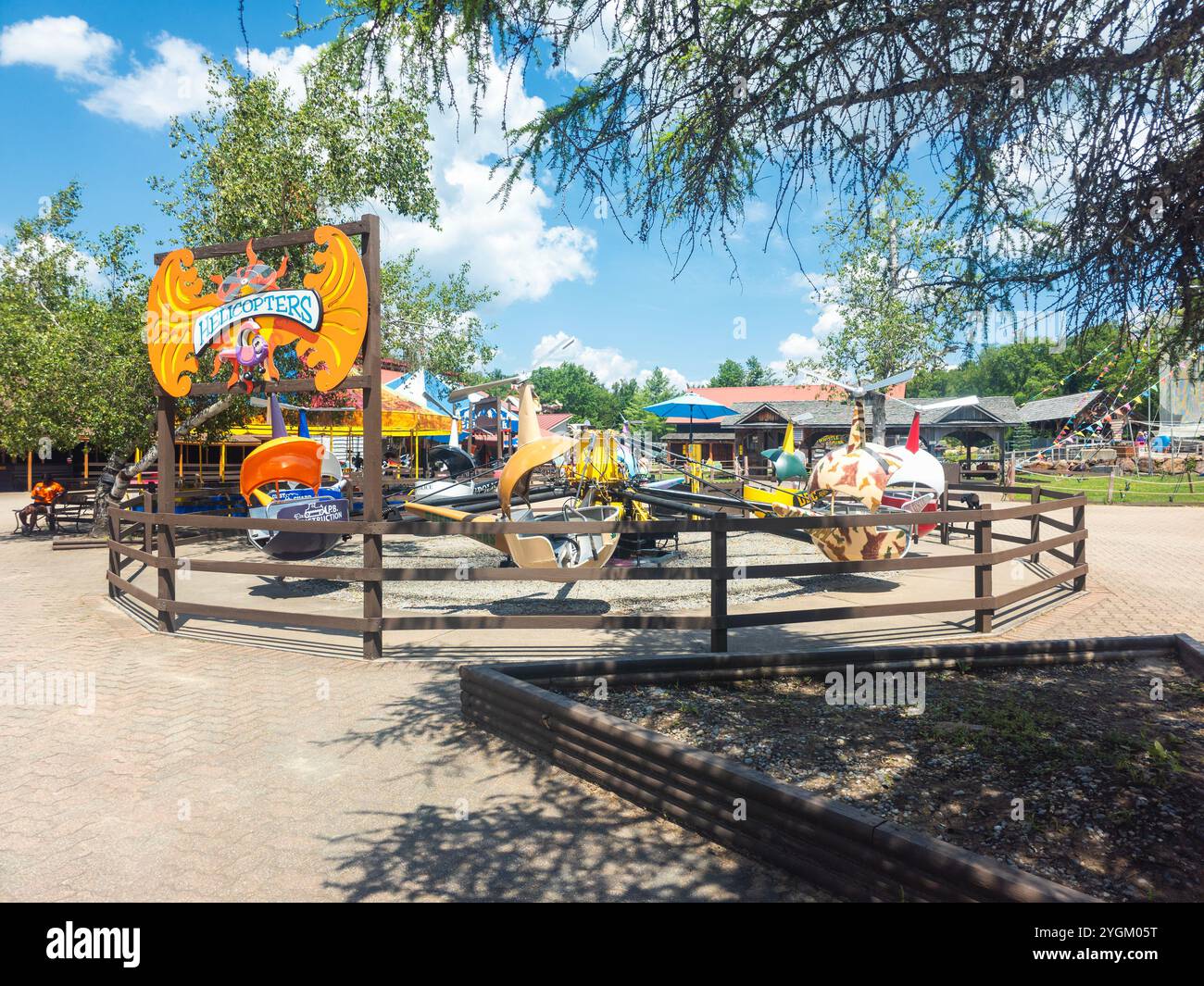 Old Forge, New York - Jul 4, 2024: Wide View of Helicopters Ride inside ...