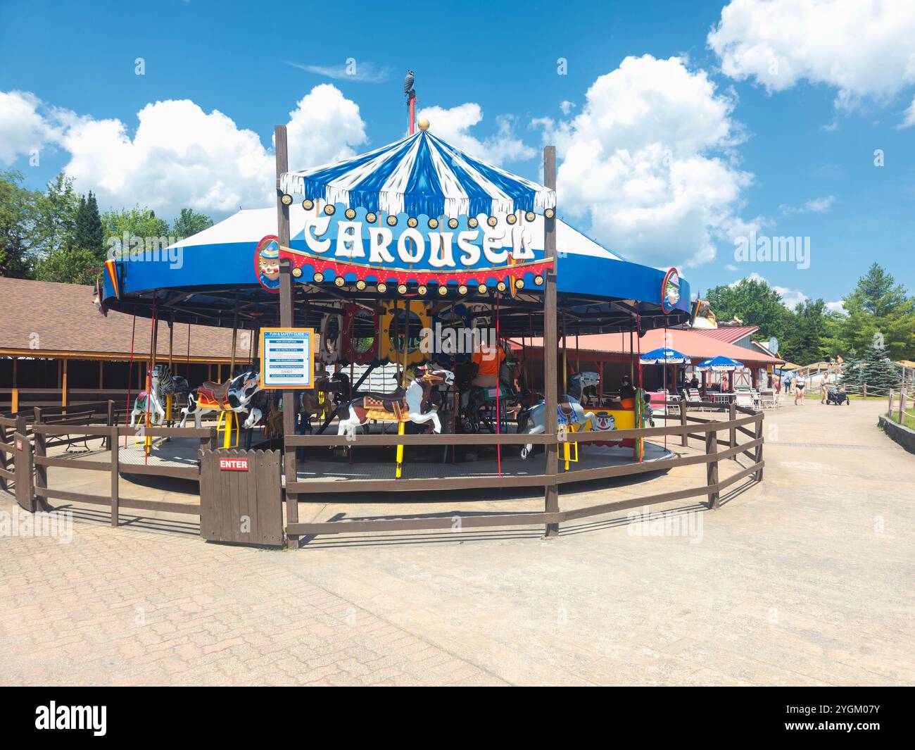 Old Forge, New York - Jul 4, 2024: Wide View of Carousel Ride inside ...