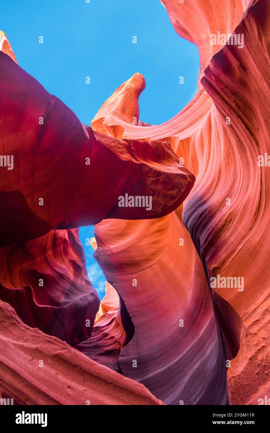 Beautiful view of Antelope Canyon sandstone formations in famous Navajo ...