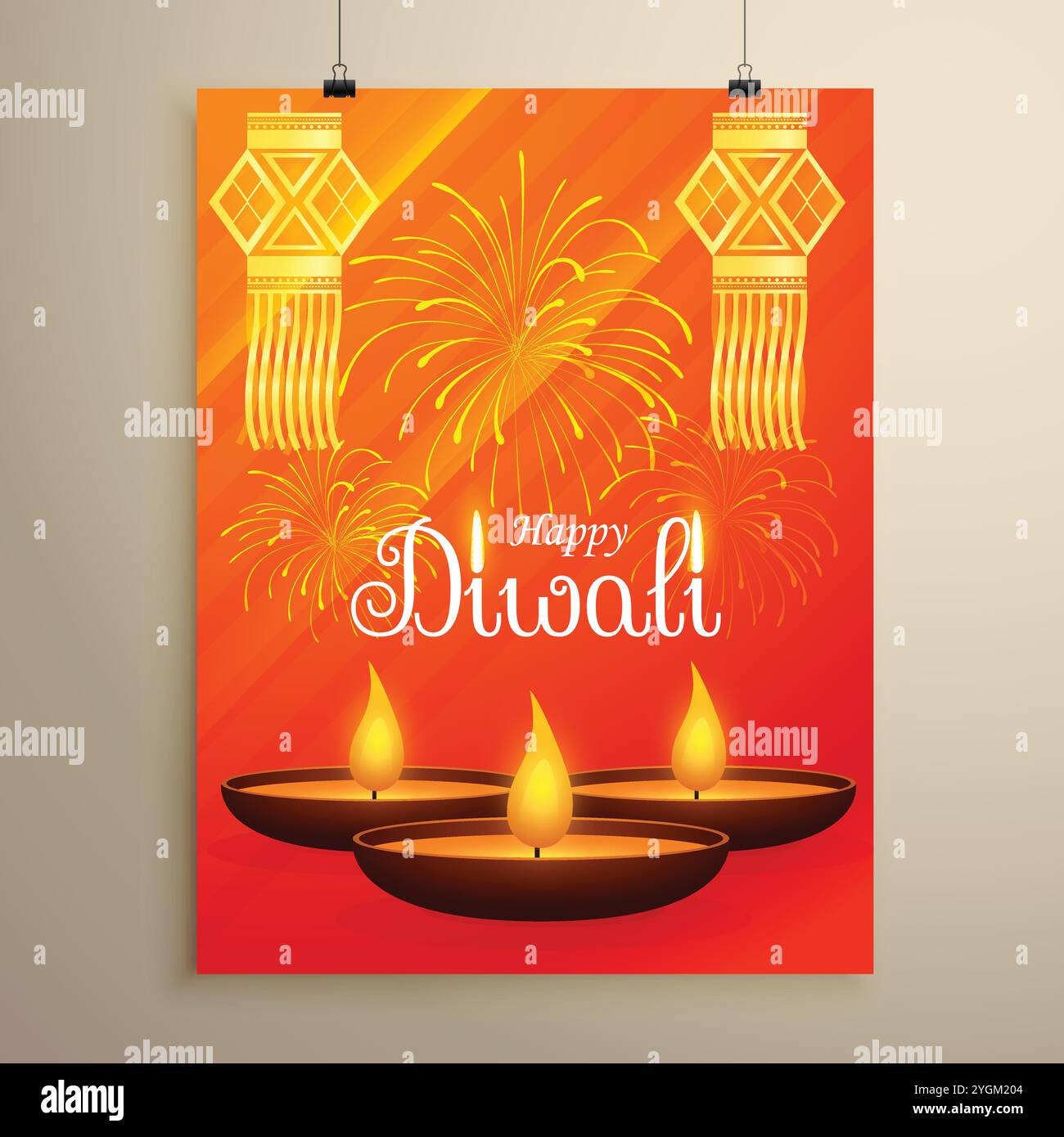 amazing diwali festival flyer design template with fireworks Stock ...