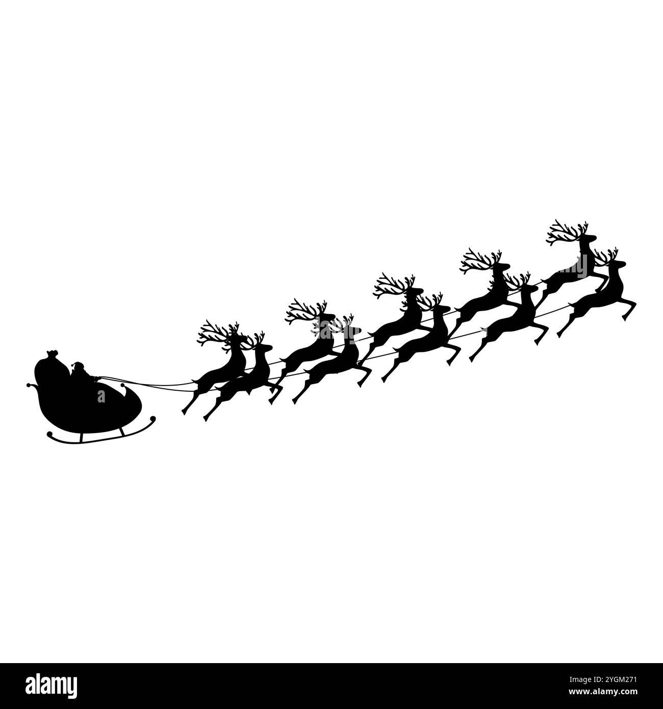 Santa Claus rides reindeer in a sleigh sled Stock Vector Image & Art ...