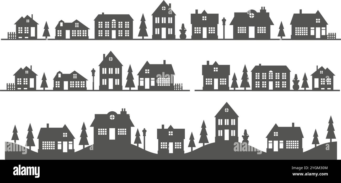 Black and white row houses Stock Vector Images - Alamy