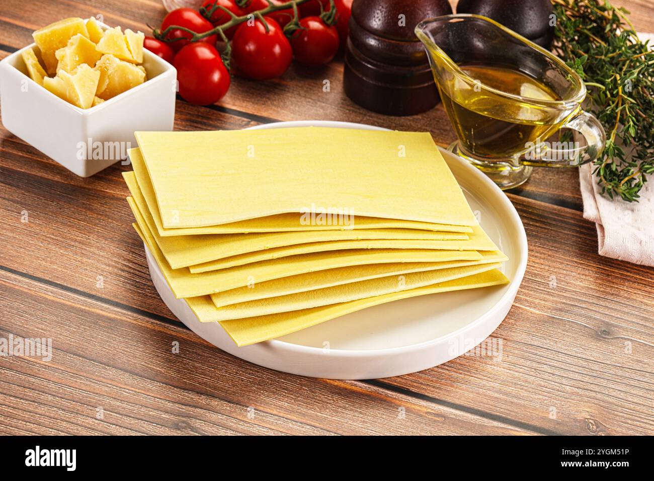 Italian cuisine - dry lasagna sheets for cooking Stock Photo - Alamy