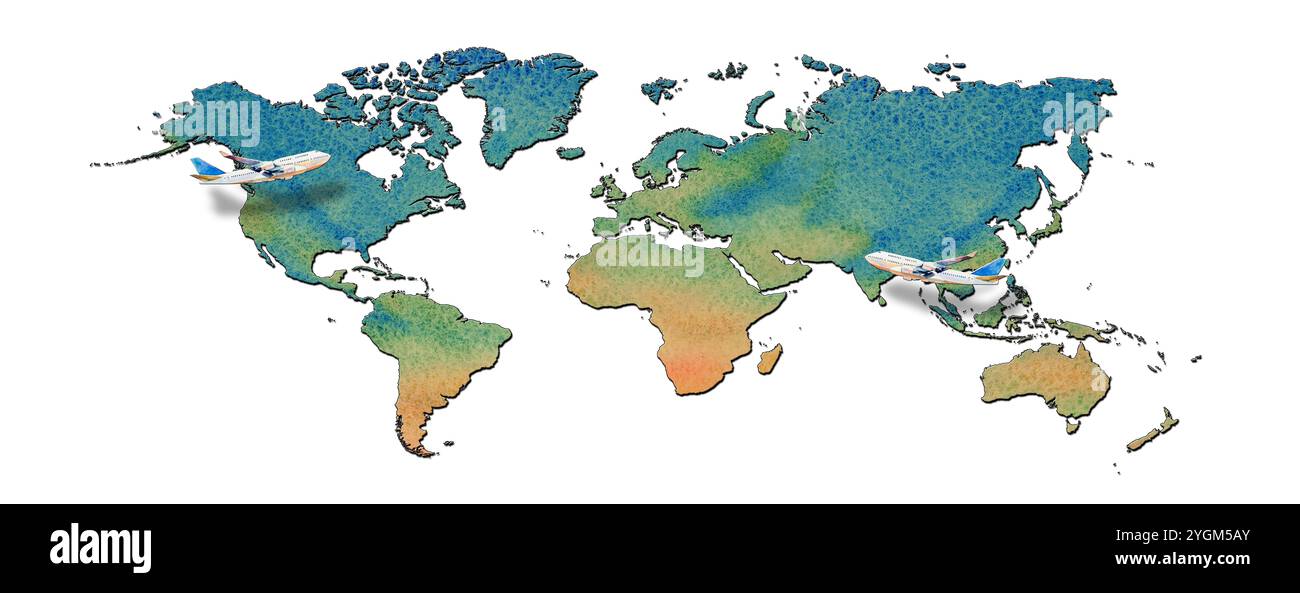 Abstract world map painting hi-res stock photography and images - Alamy