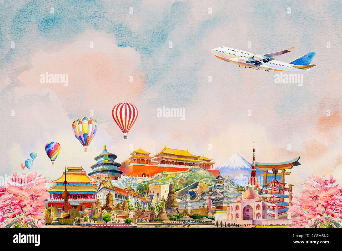 Travel around the world and sights famous landmarks grouped together ...