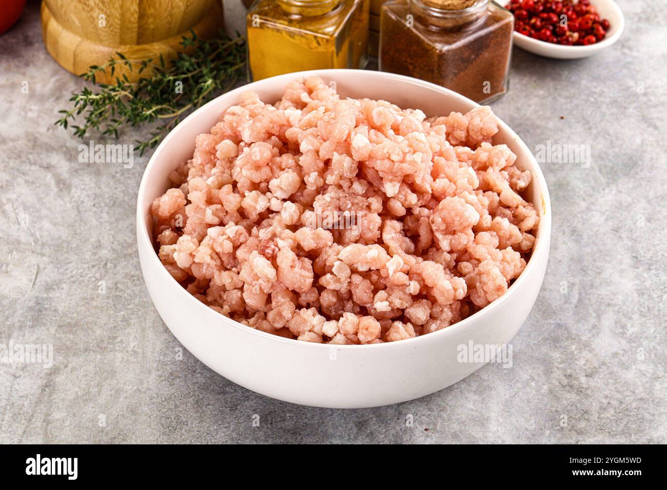 Homemade Raw pork minced meat in the bowl Stock Photo - Alamy