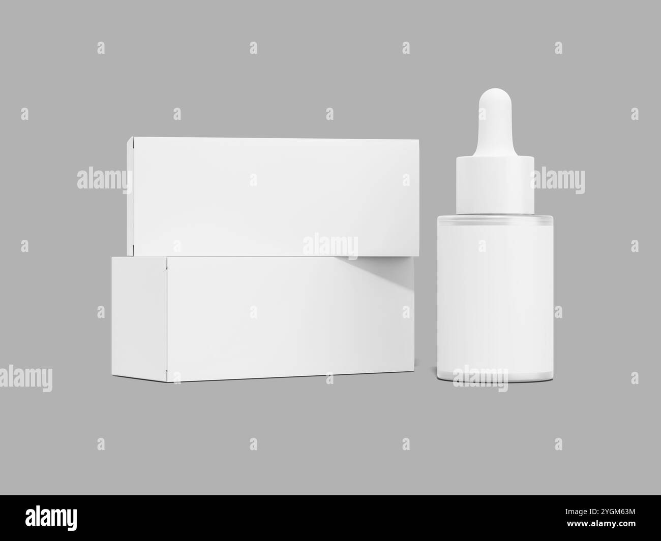 Blank Dropper Bottle Packaging Mockup with 2 Boxes 3D Stock Photo - Alamy
