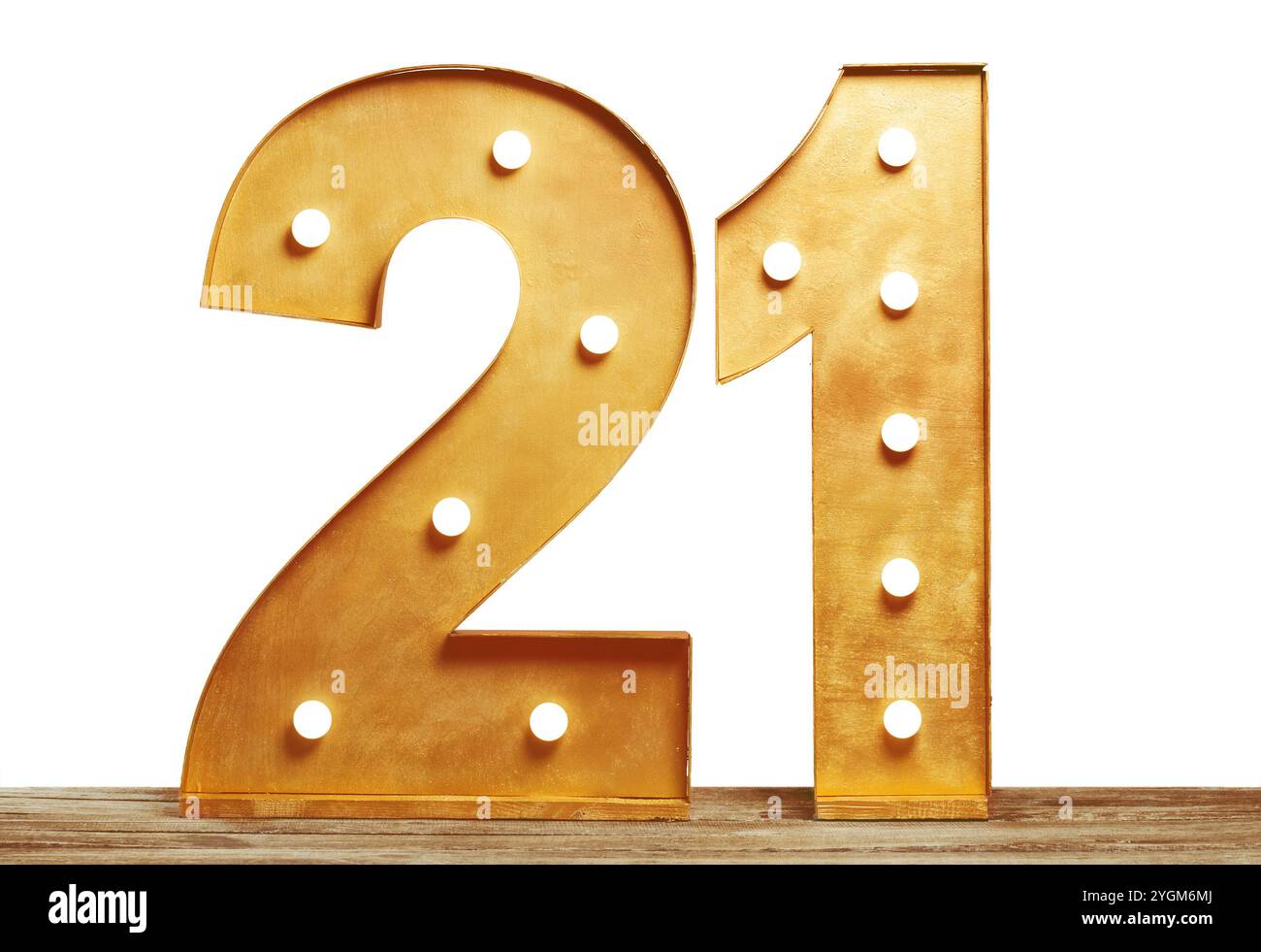 Big plastic numbers with shining light bulbs Stock Photo - Alamy