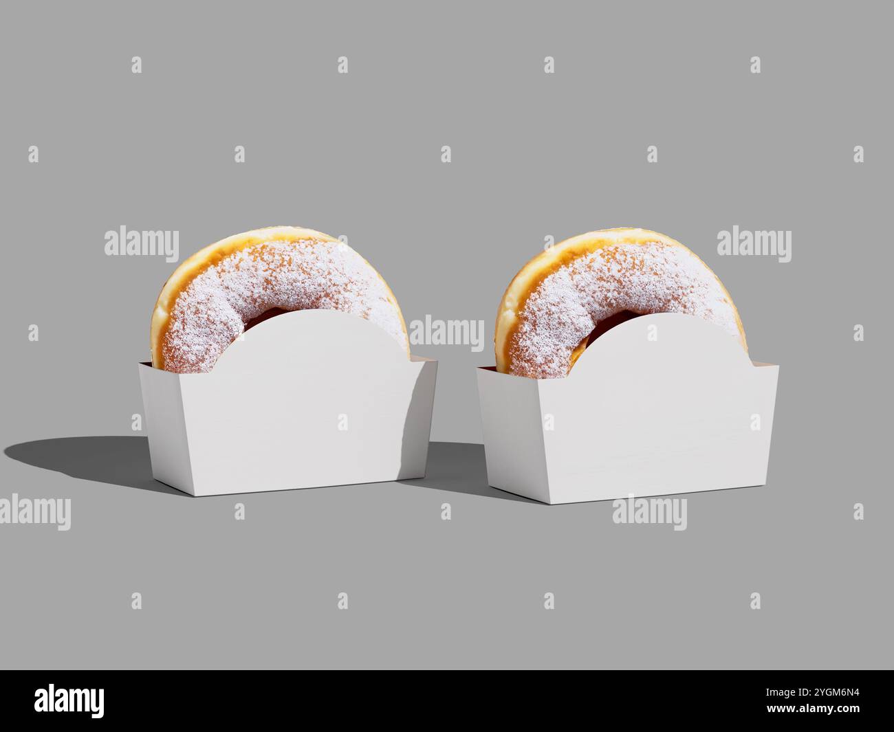 White Blank Donut Packaging Mockup With Realistic Donut for Single ...