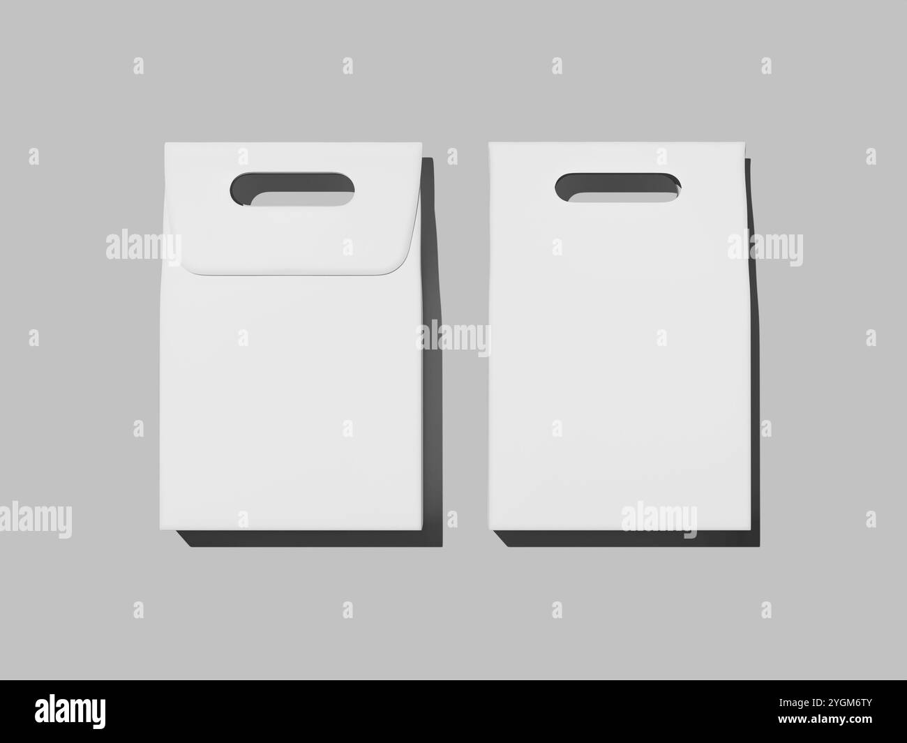 White Blank Take Away Food Box paper bag Mockup in Flat Lay Setting ...