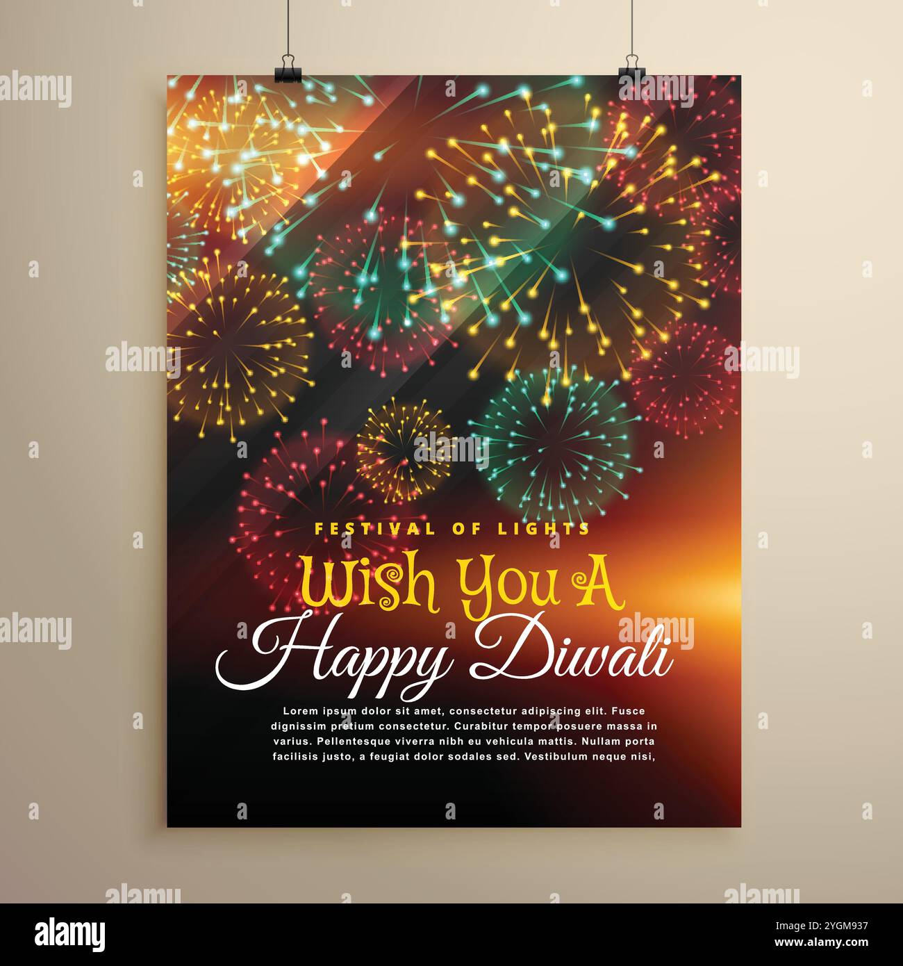 amazing diwali festival flyer design template with fireworks Stock ...