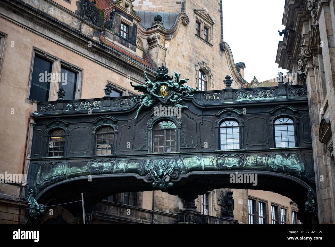The bridge between the Hofkirche and Dresden Castle is an iconic ...