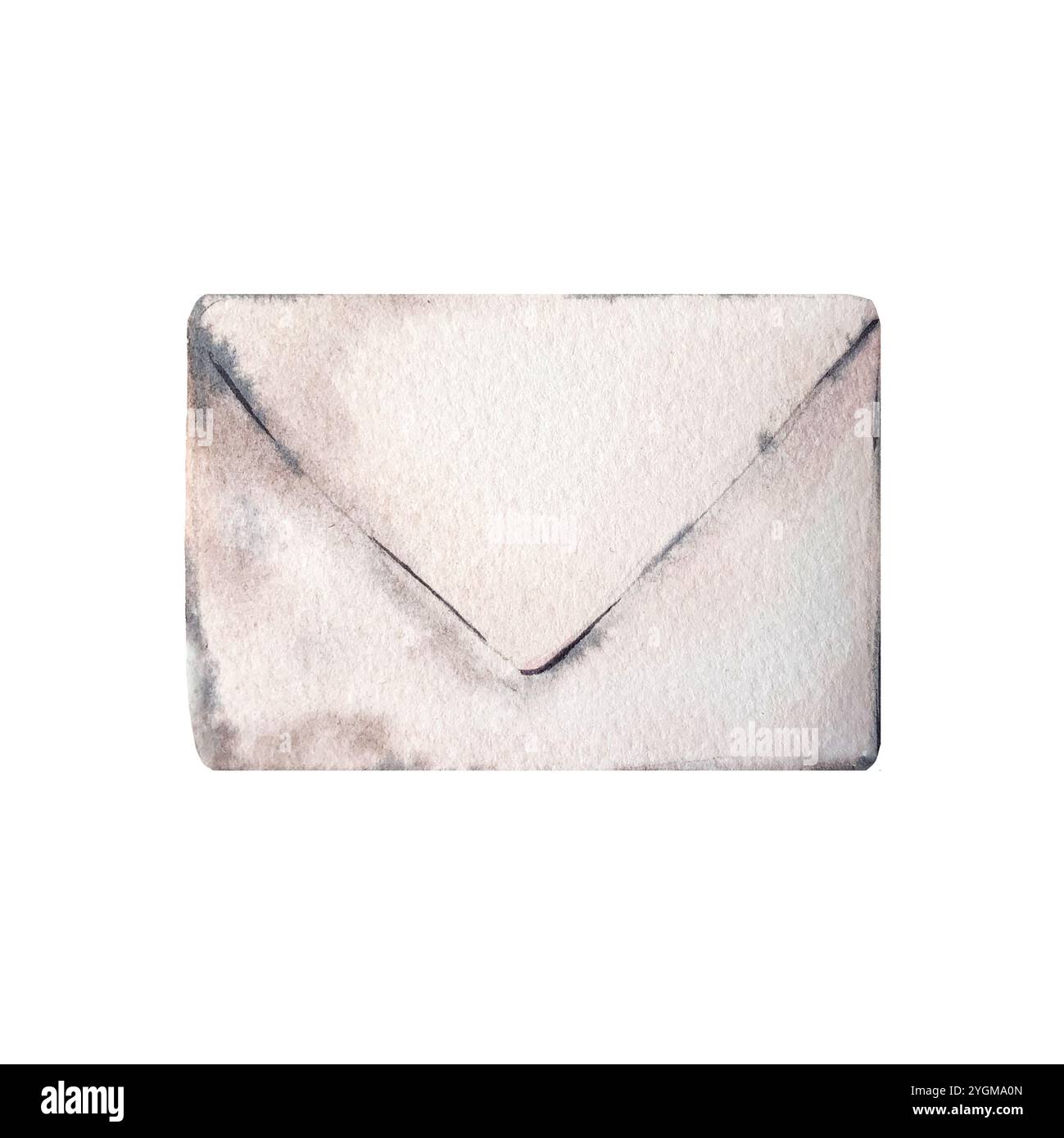 Watercolor vintage closed envelope hand drawn and isolated on white ...