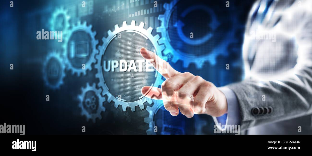 Update progress concept. Software upgrade icon on virtual screen Stock ...