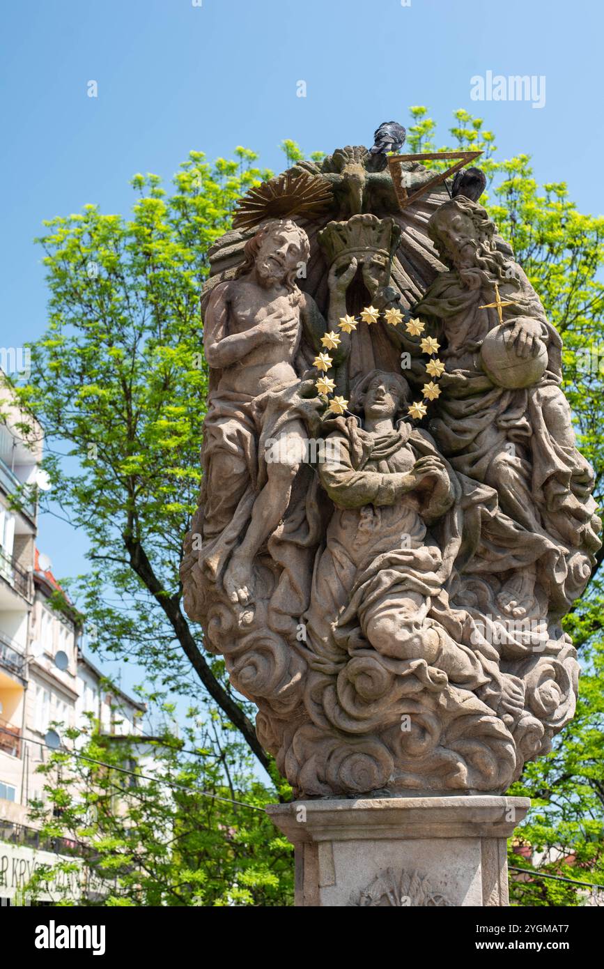 Religious sculptures of a Gothic bridge of Saint John over Mlynowka ...