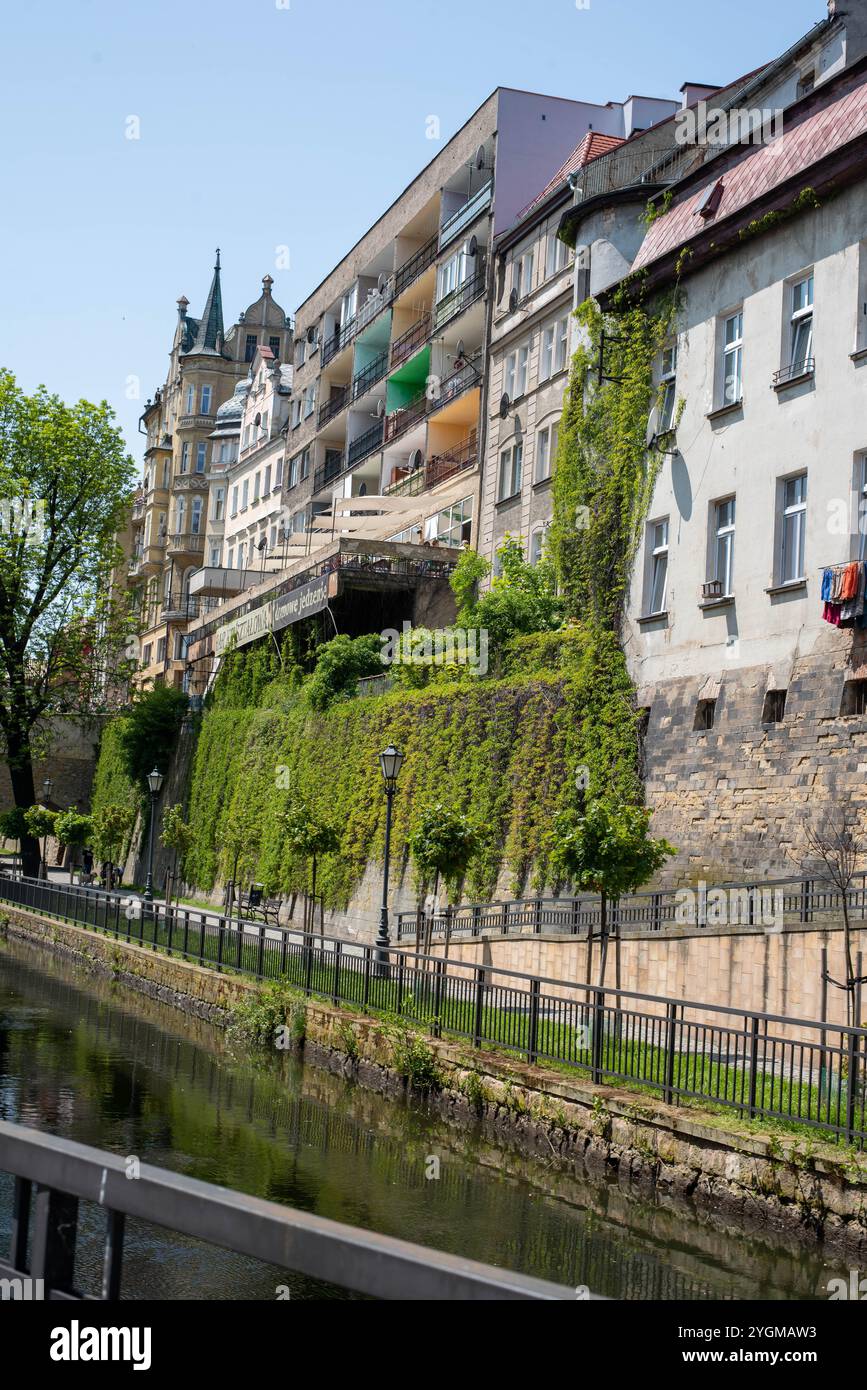Water channels of the Nysa river in Klodzko, Poland, flowing around the ...