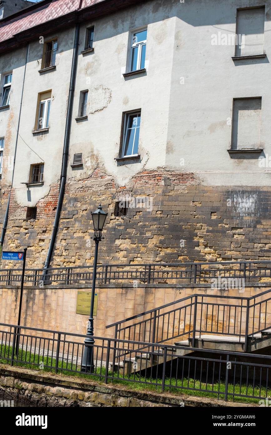 Water channels of the Nysa river in Klodzko, Poland, flowing around the ...