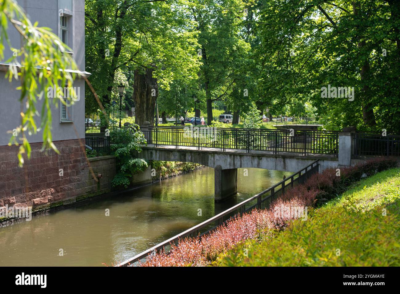 Water channels of the Nysa river in Klodzko, Poland, flowing around the ...