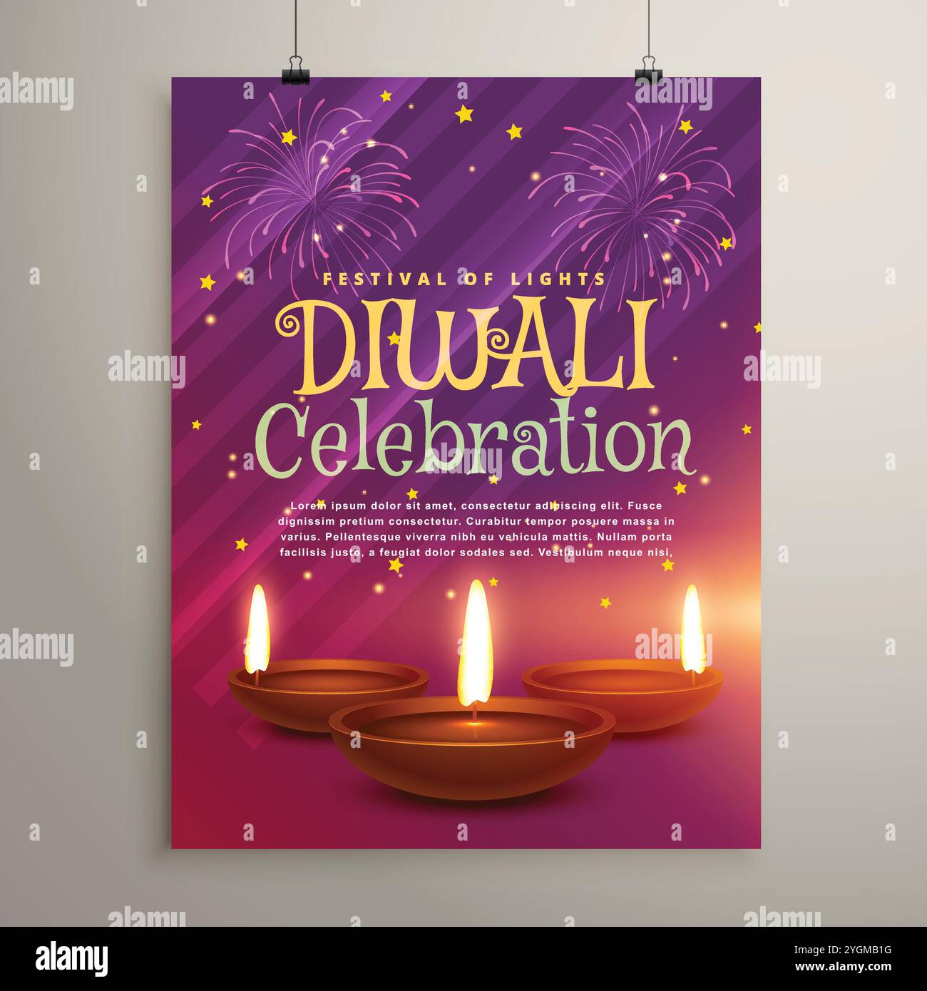 amazing diwali festival flyer design template with fireworks Stock ...