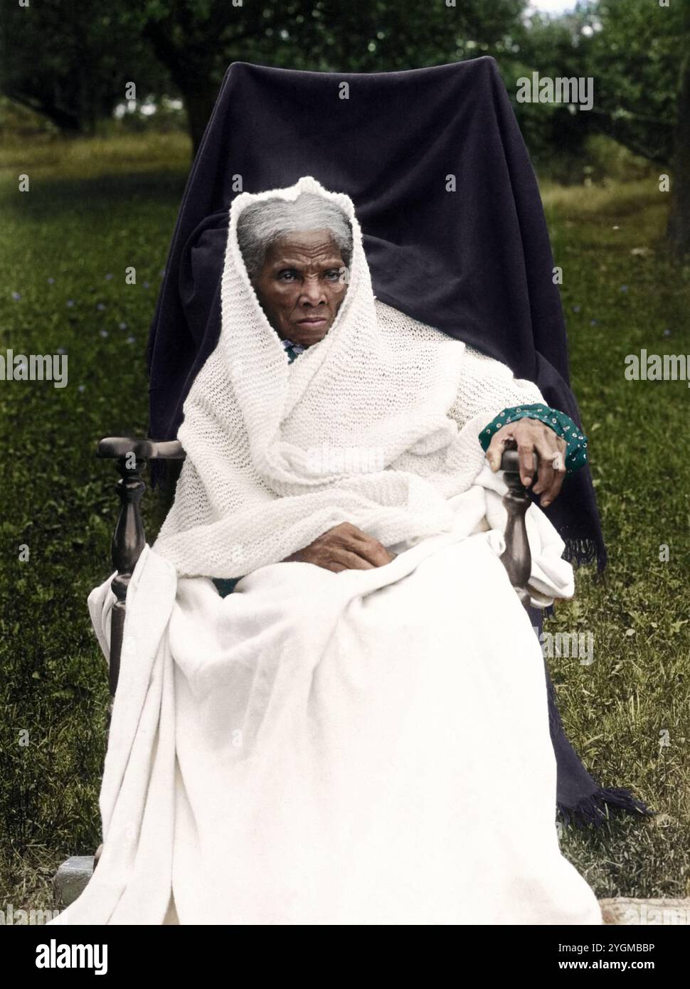 Harriet Tubman, aged 89, in 1911. Full-length portrait, seated in chair ...