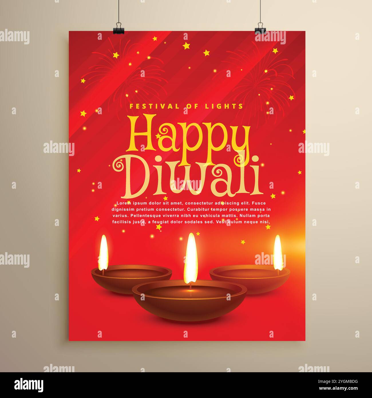 amazing diwali festival flyer design template with fireworks Stock ...