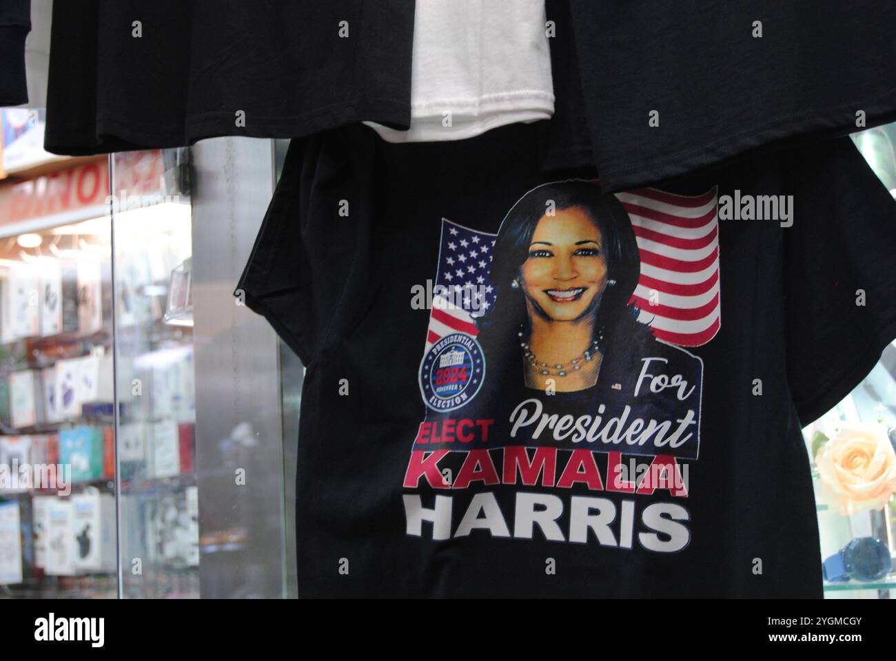 New York City, New York, USA - November 07 2024: Political apparel for ...