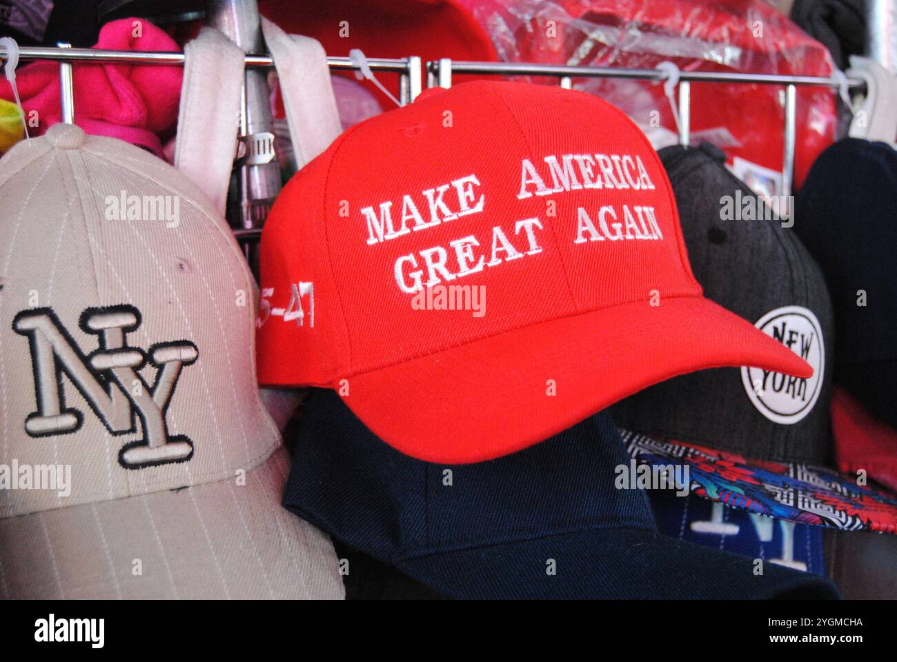 New York City, New York, USA - November 07 2024: Political apparel for ...