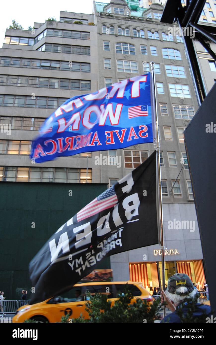 New York City, New York, USA - November 07 2024: Pro Trump flags ...