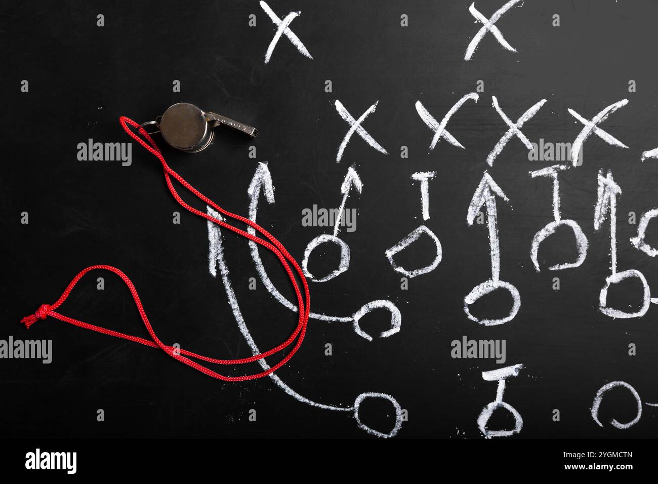 Soccer plan chalk board with formation tactic Stock Photo - Alamy