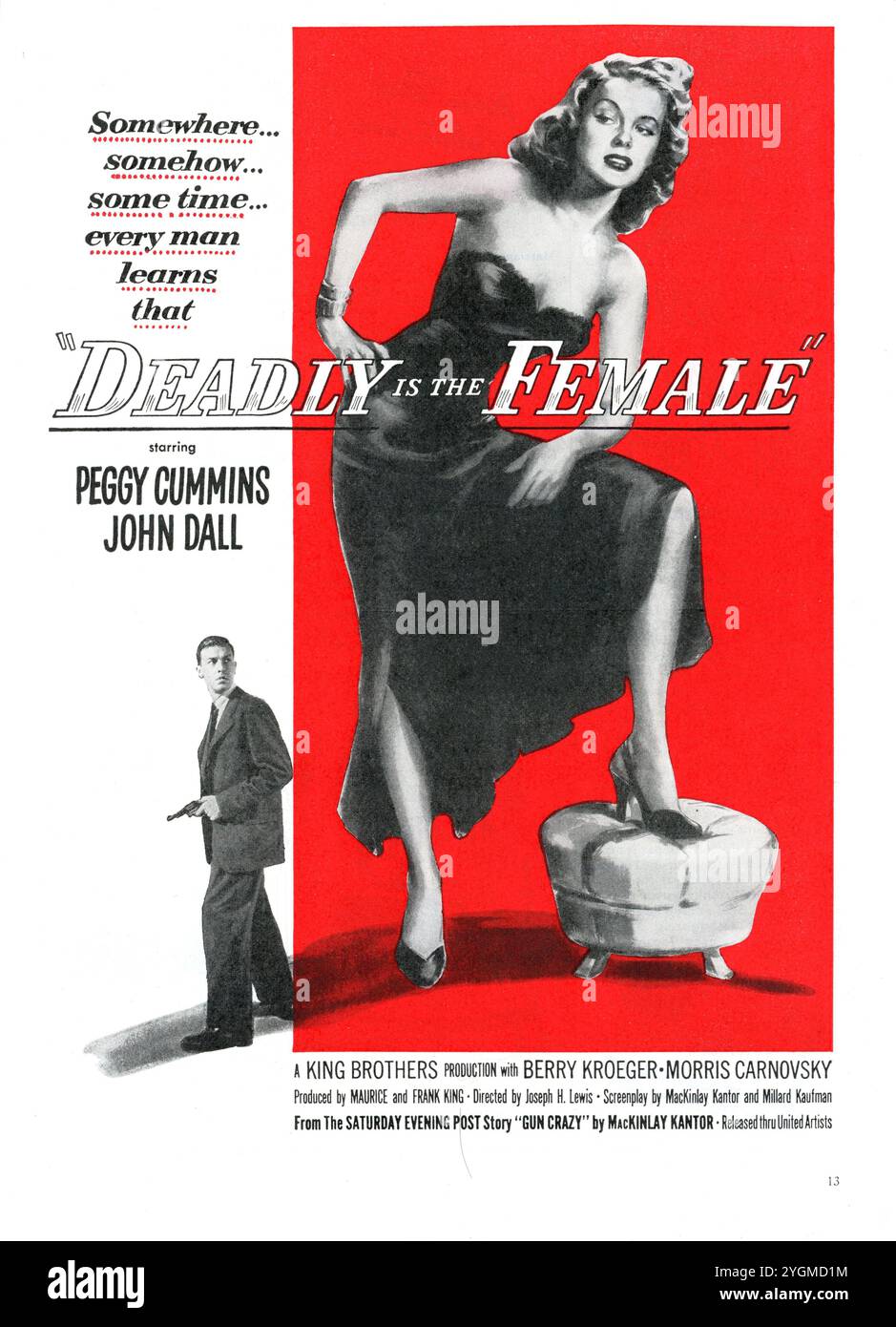 PEGGY CUMMINS and JOHN DALL in DEADLY IS THE FEMALE aka GUN CRAZY 1950 ...