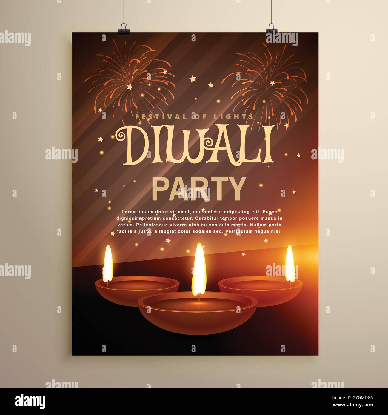 amazing diwali festival flyer design template with fireworks Stock ...