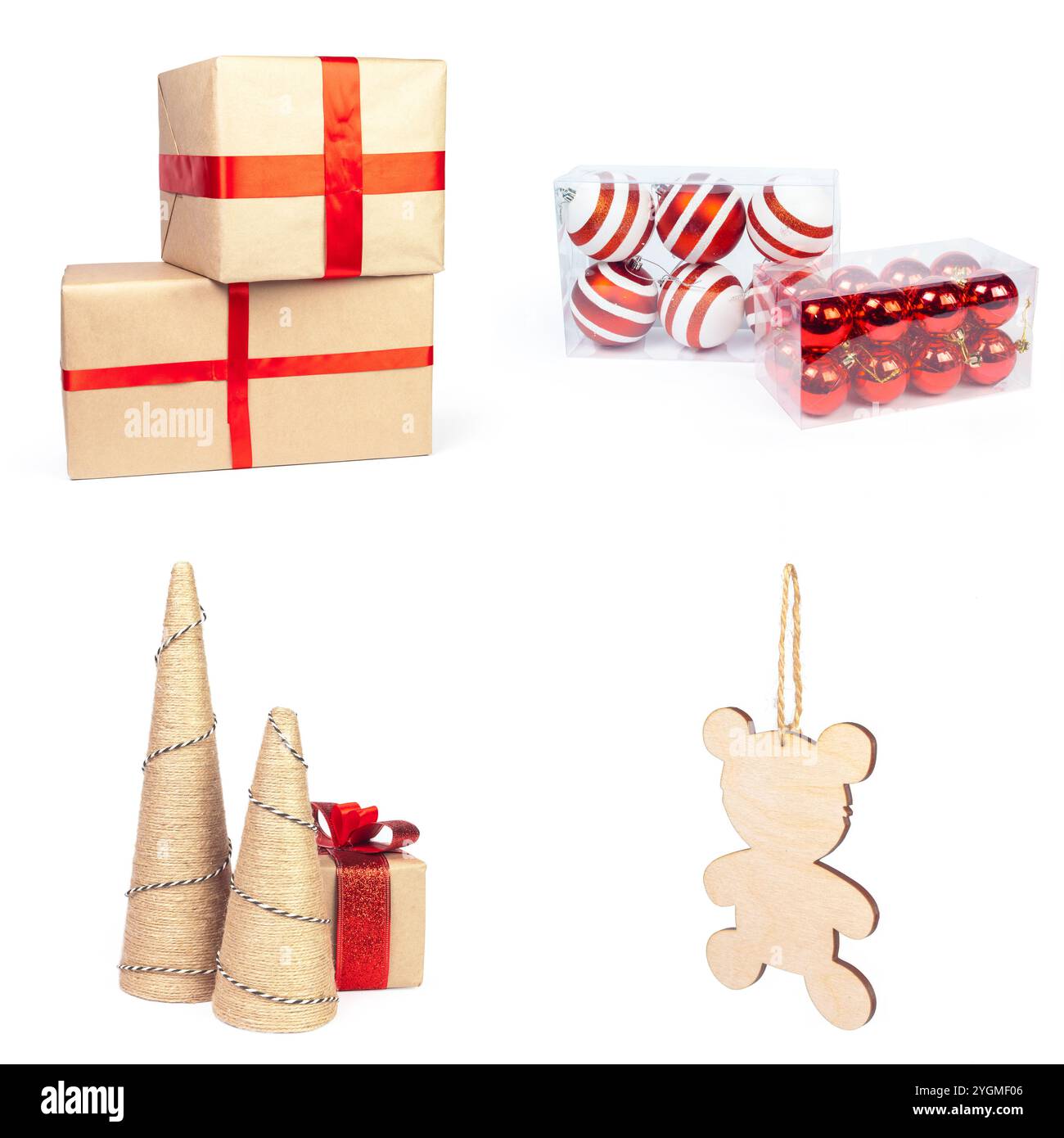 Group of Christmas objects isolated on white background Stock Photo - Alamy