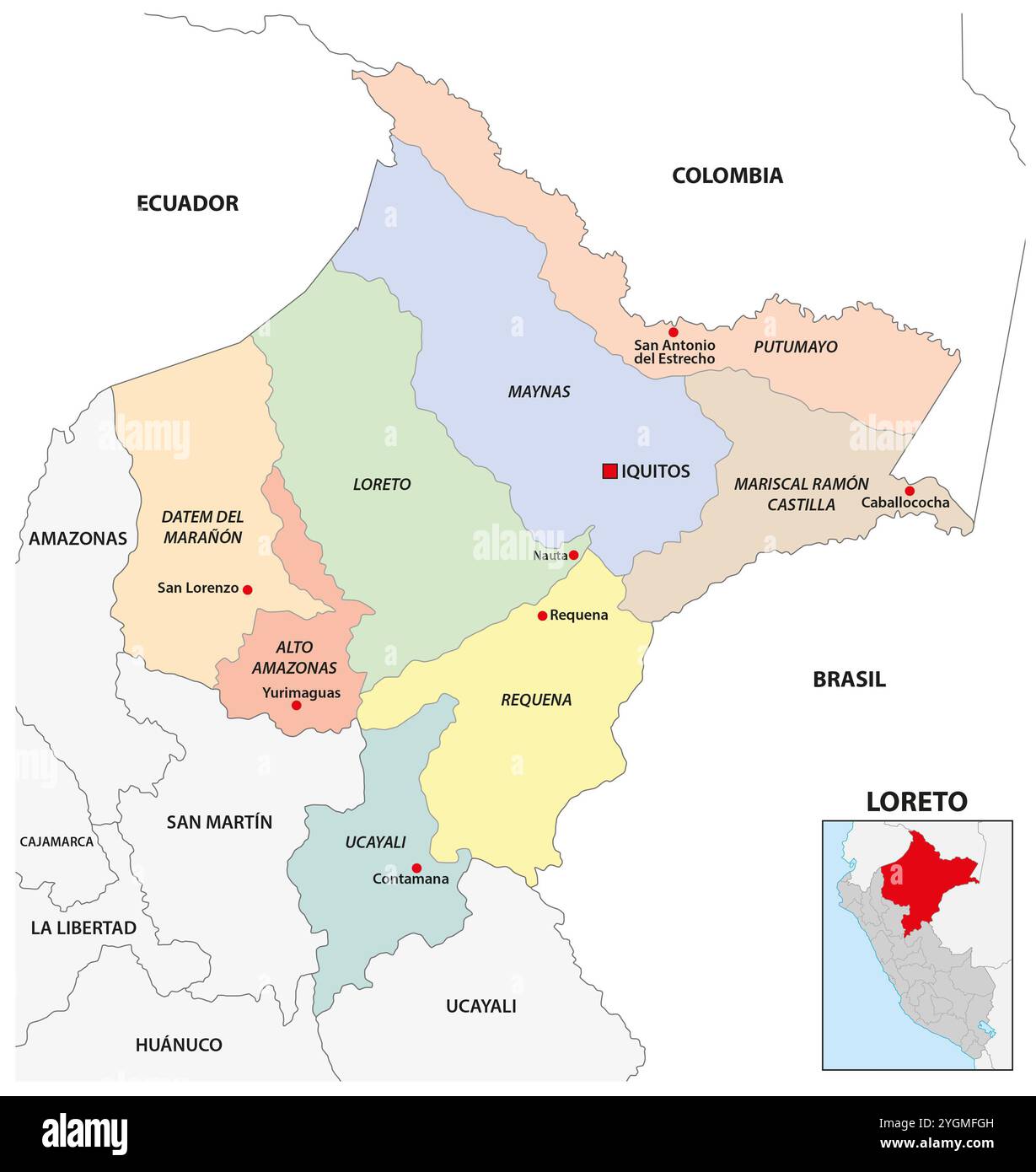 Loreto department map hi-res stock photography and images - Alamy