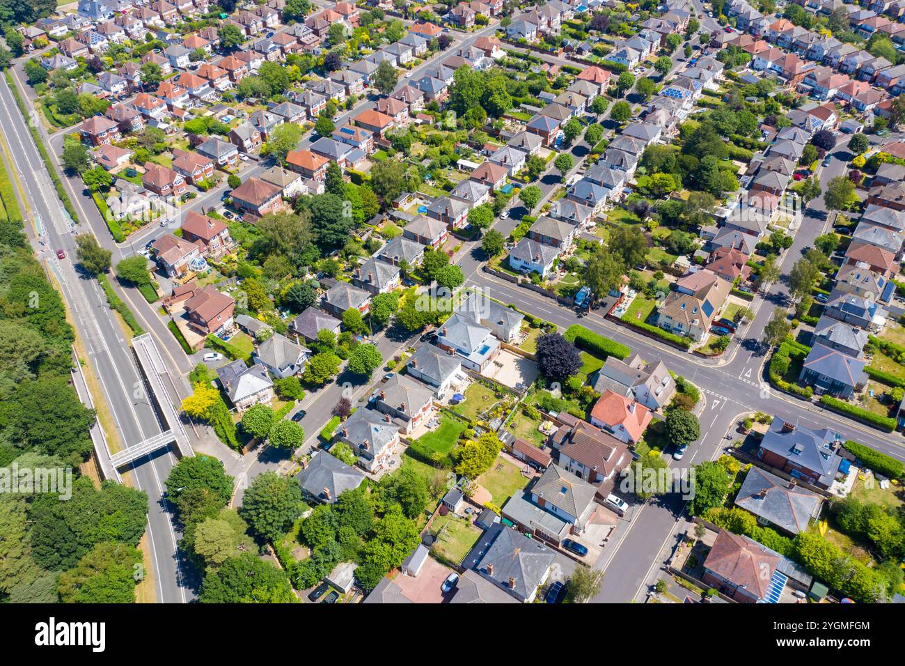 Aerial drone photo of a typical British housing estate located in the ...