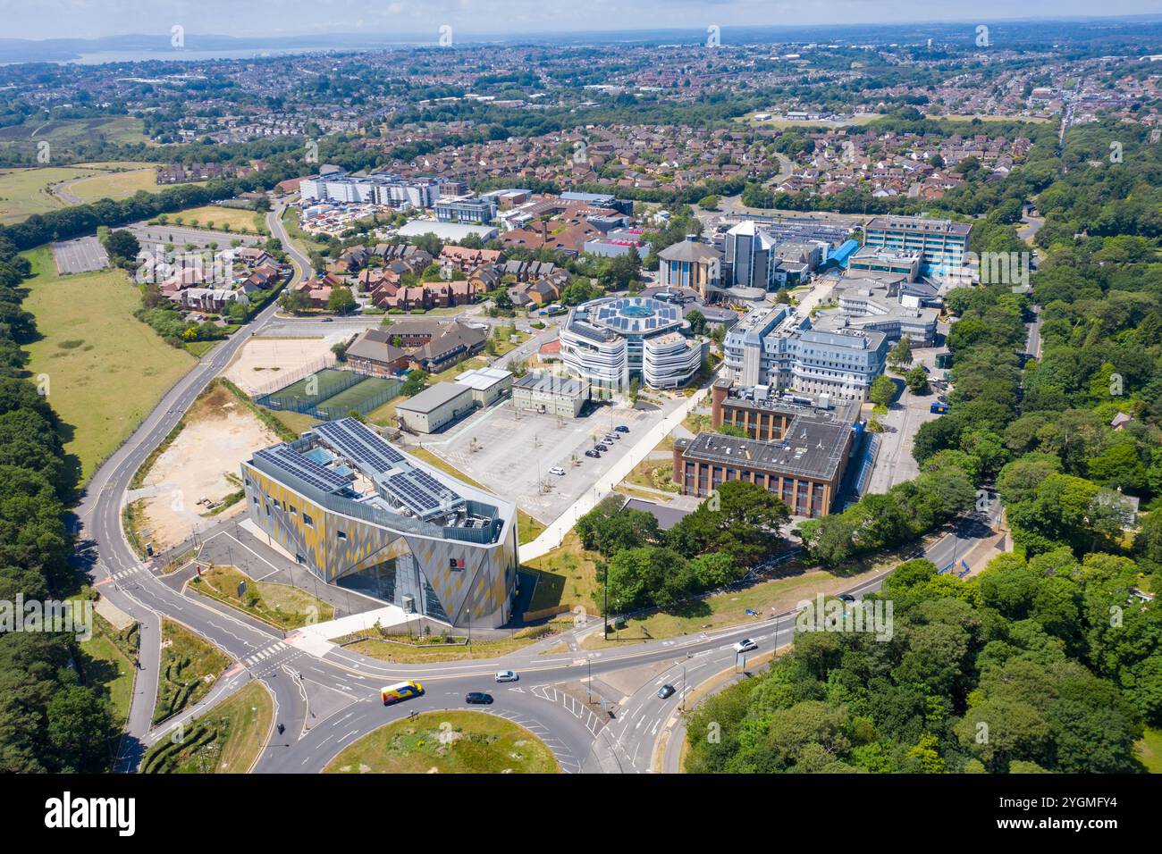 Aerial photo of the Bournemouth University, Talbot Campus buildings ...
