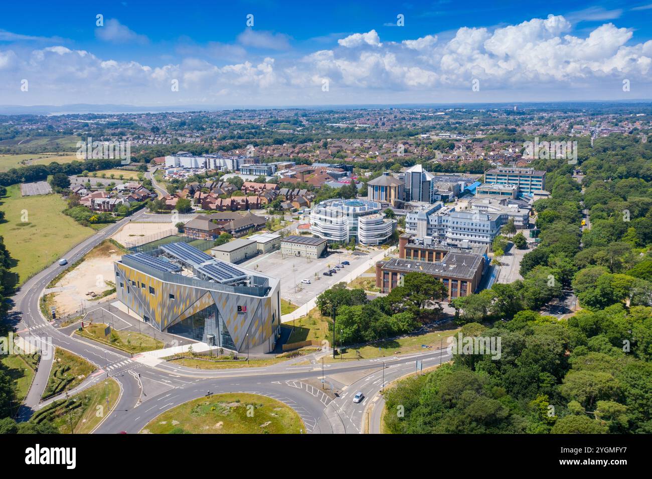 Aerial photo of the Bournemouth University, Talbot Campus buildings ...