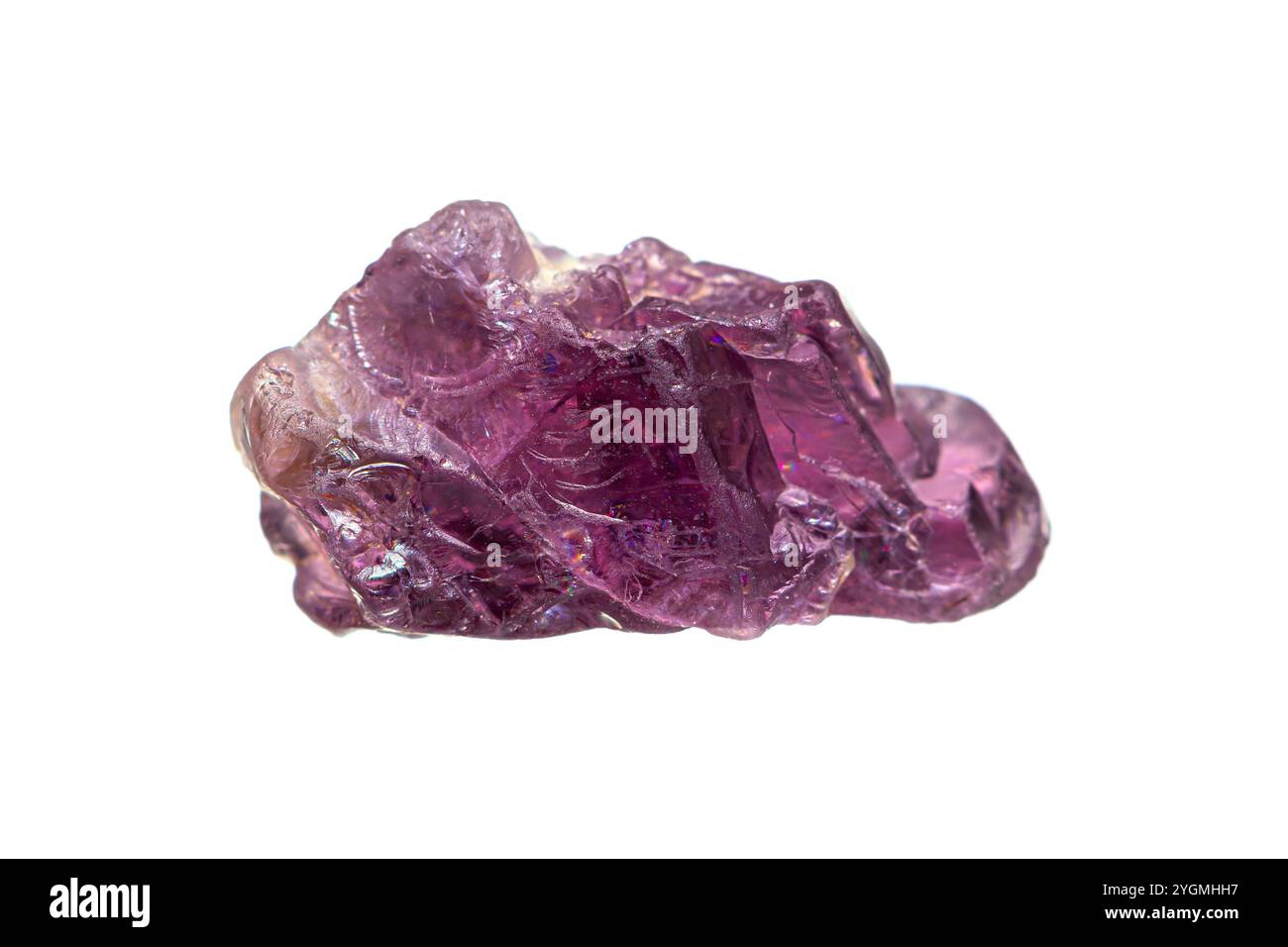 Natural rough purple-violet Spinel gemstone on white background Stock ...