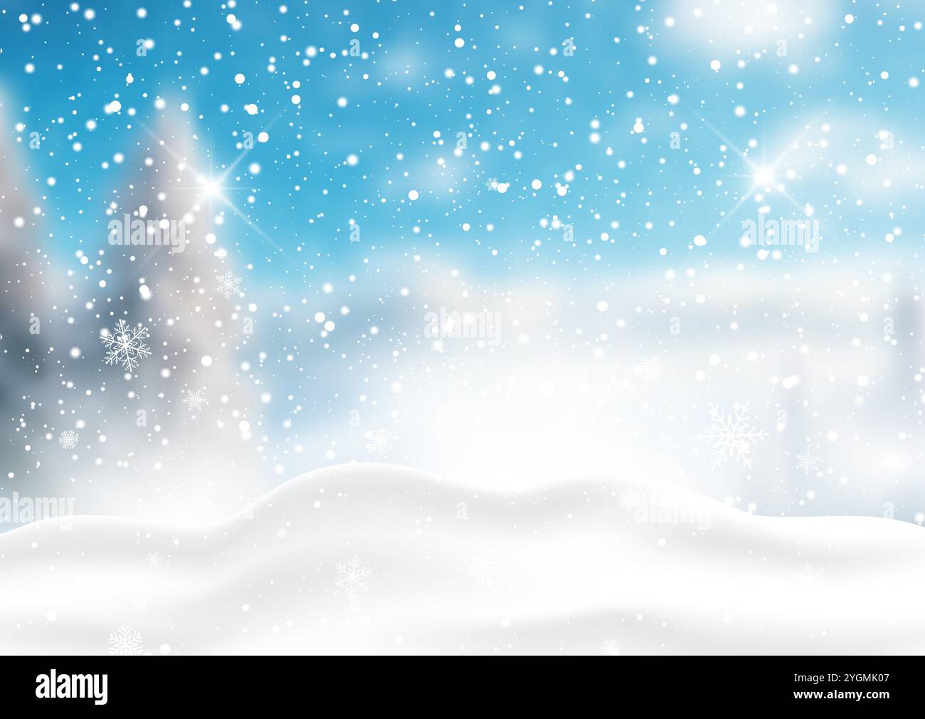 Snow falling on christmas tree Stock Vector Images - Alamy