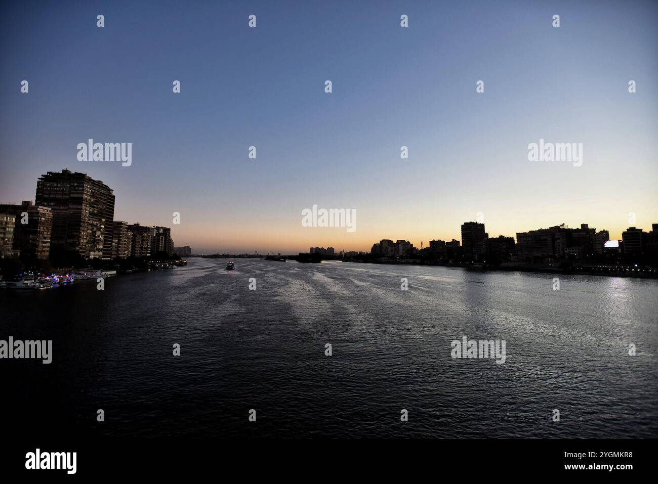 Greater Cairo, Egypt. 30 January 2021. A sunset view of Cairo from the ...
