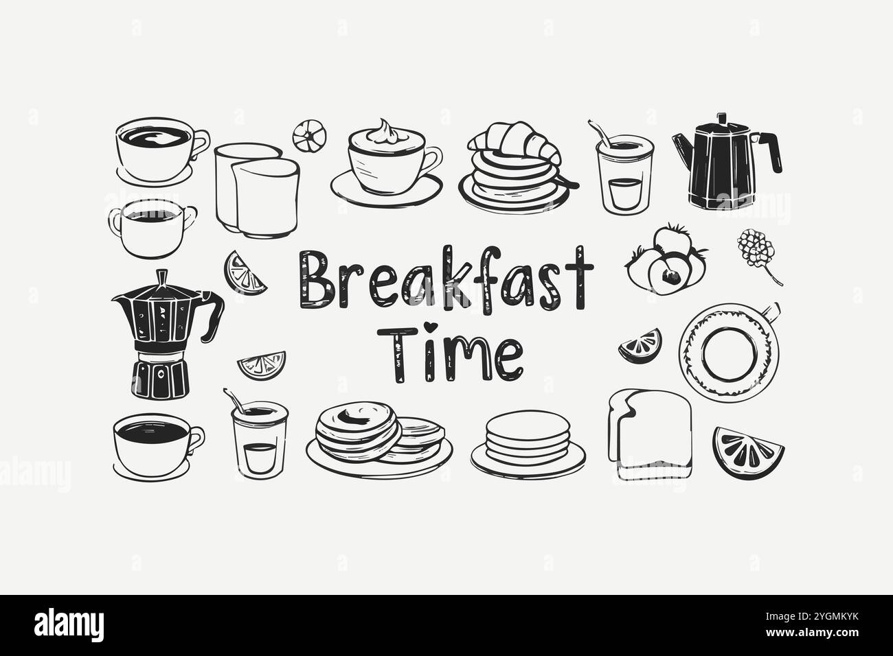 Bacon illustration breakfast Black and White Stock Photos & Images - Alamy