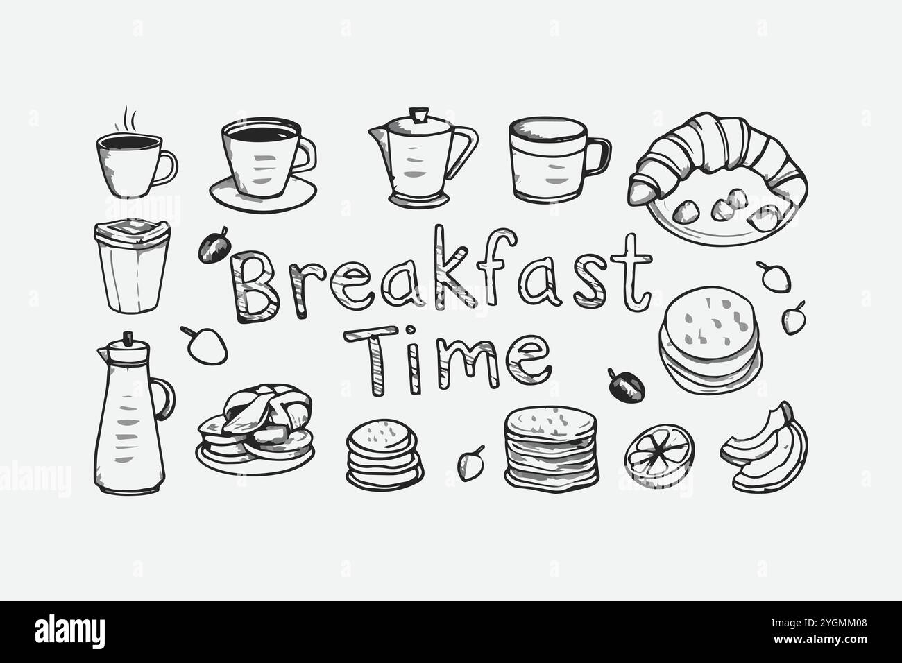 Delicious pancakes breakfast Black and White Stock Photos & Images - Alamy