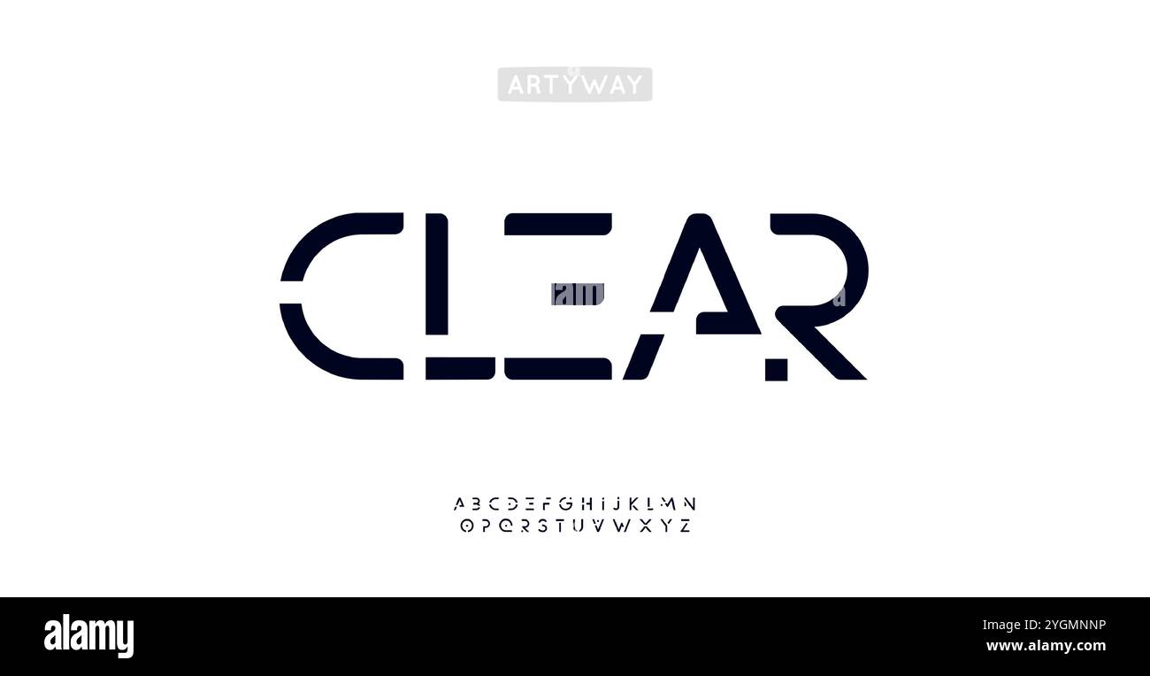 Robotic squared alphabet, cropped modular letters, futuristic clean ...