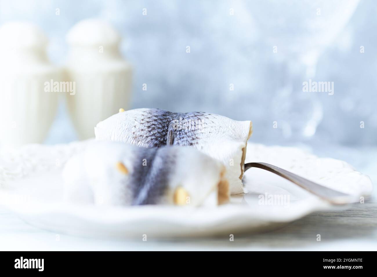 Pickled herring fillets, Rollmops. Traditional Polish Christmas Dinner ...