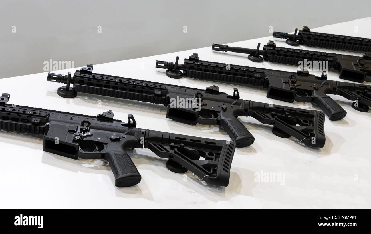 Machine gun rifle isolated white background Stock Photo - Alamy