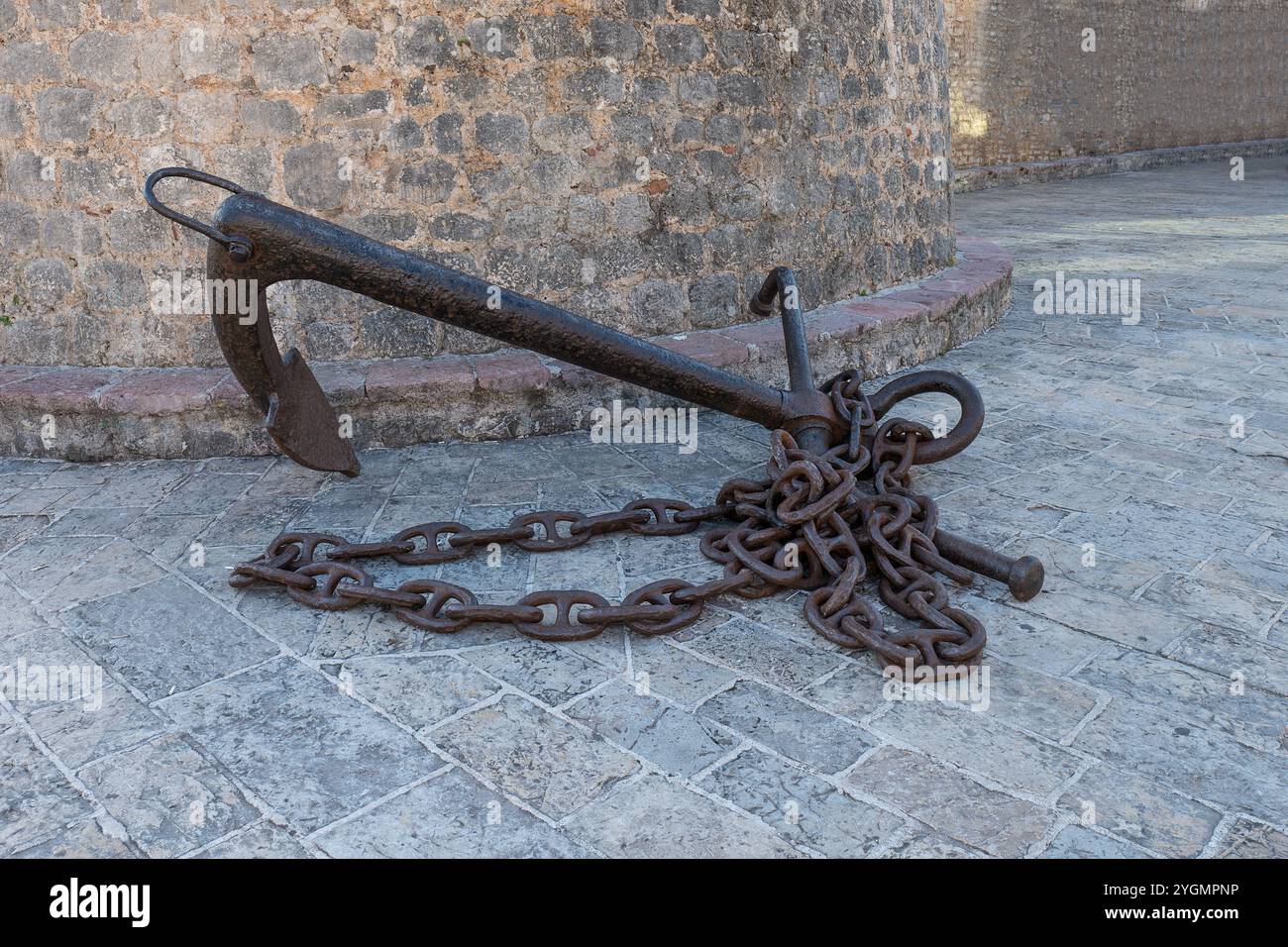 Rusty anchor in medieval Budva Montenegro Stock Photo - Alamy